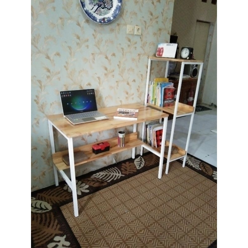 Jual Paket meja dan rak 4 tingkat | Shopee Indonesia
