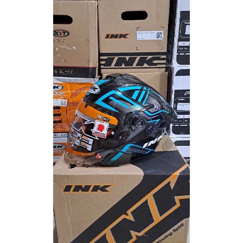 Jual Helm INK Terra 2 Motif #1 Black/Green Half Face Kekinian SNI ...