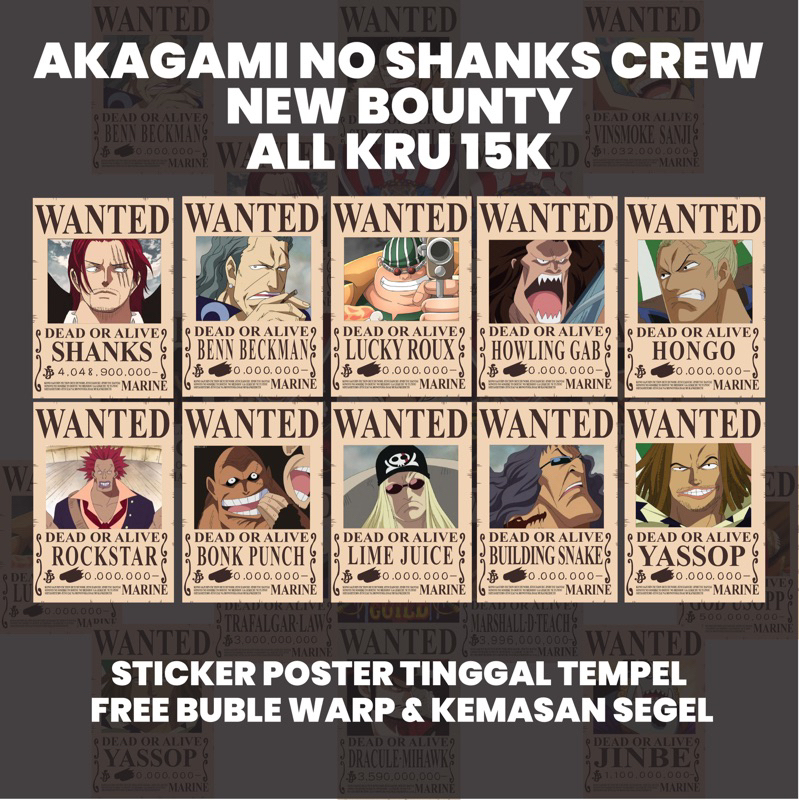 Jual Poster Sticker Bounty All Kru Akagami No Shanks | Shopee Indonesia