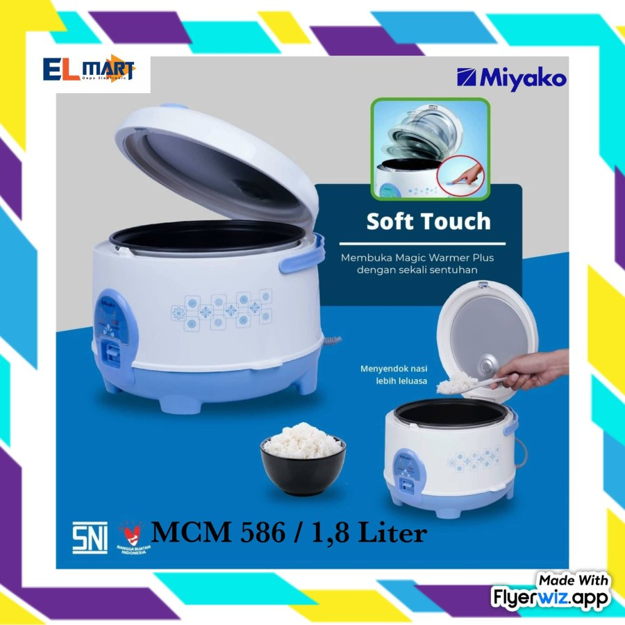 Jual Miyako Magic Com Rice Cooker 1,8L MCM 586 MCM586 Penanak Nasi 1,8 ...