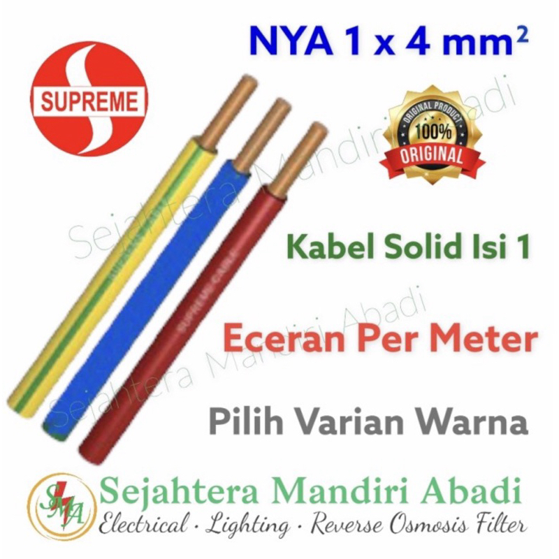 Jual Kabel NYA 1x4 mm Supreme Eceran Per Meter Kabel Solid Isi 1 Single Core | Shopee Indonesia