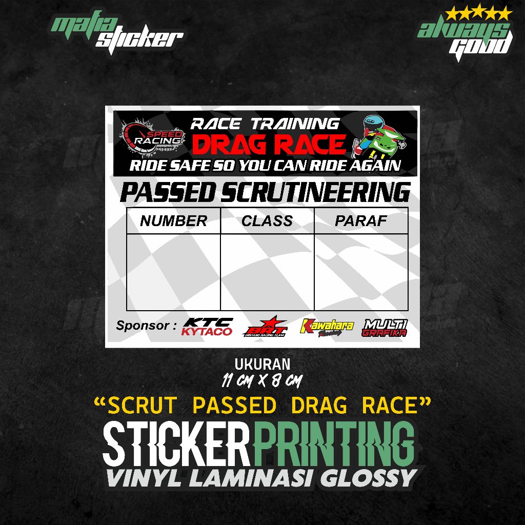 Jual STICKER/STIKER PRINT SCRUT NO START DRAG RACE ROAD RACE BALAP ...