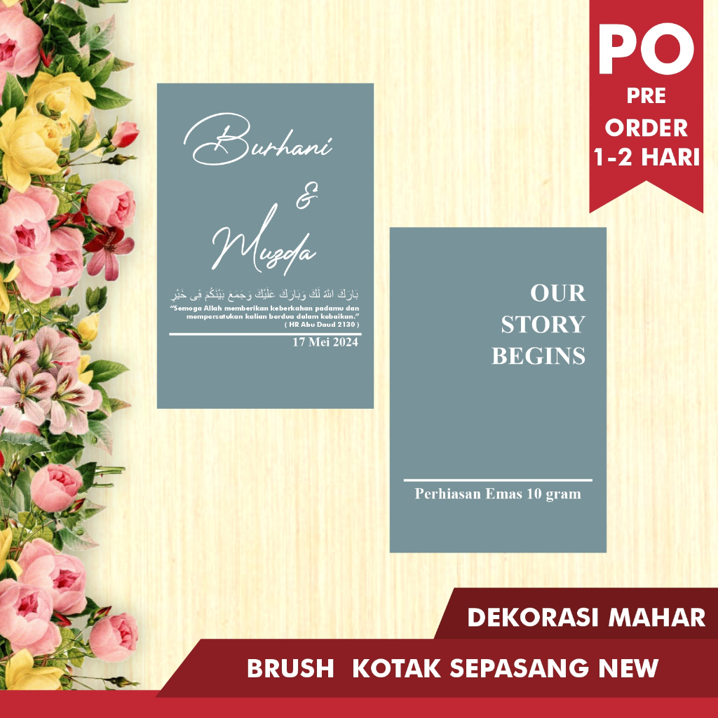 Jual AKRILIK BRUSH KOTAK COUPLE DEKORASI MAHAR | Shopee Indonesia