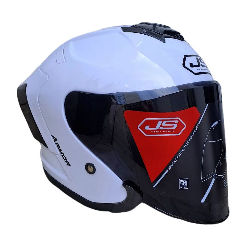 Jual New Helm JS Armor White Glossy Paket Ganteng Visor Smoke Spoiler ...