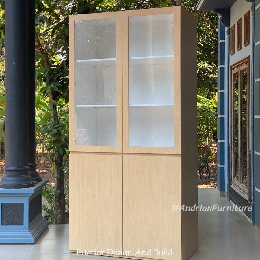 Jual Lemari Kaca Kantor / Rak Buku Display Minimalis Modern Fin. HPL ...