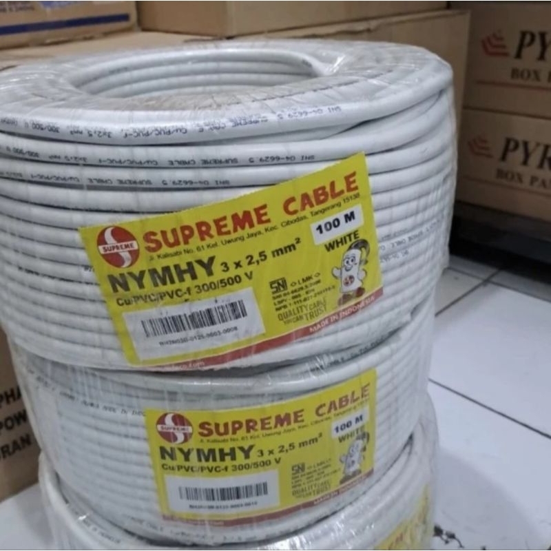 Jual Supreme Kabel Listrik NYMHY 3 X 2.5 MM Putih Serabut NYMHY 3x2.5 mm2 Supreme ( 100 Meter ...