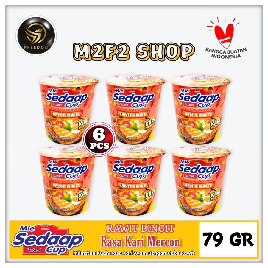 Jual Mie Sedaap Cup Instant Kuah Rawit Bingit Rasa Kari Mercon - 79 gr ...