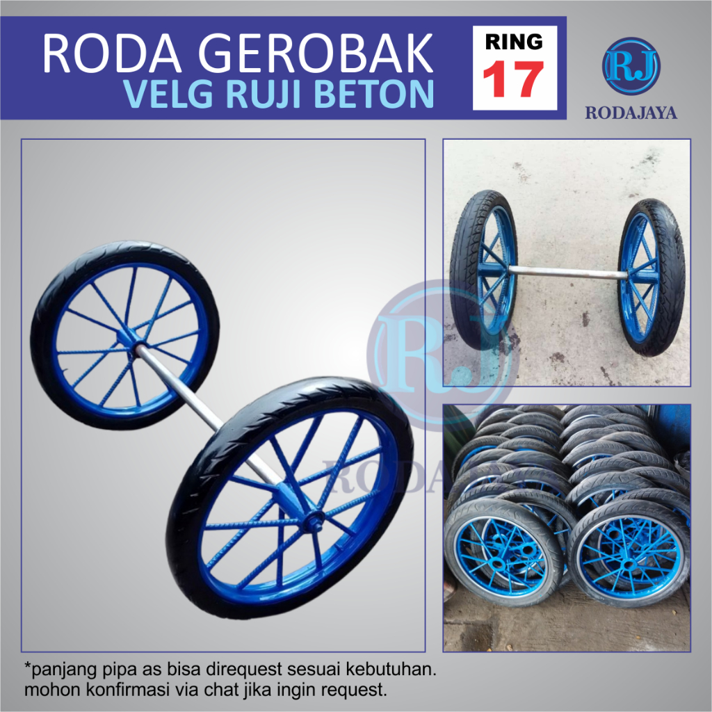 Jual Sepasang roda gerobak velg ruji beton / ring 17 / kelengkapan roda ...