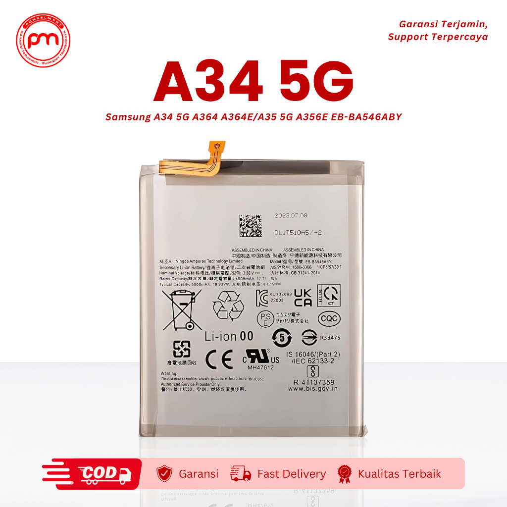 Jual Baterai Battery Samsung A34 5G A364 A364E A35 5G A356E EB-BA546ABY ...