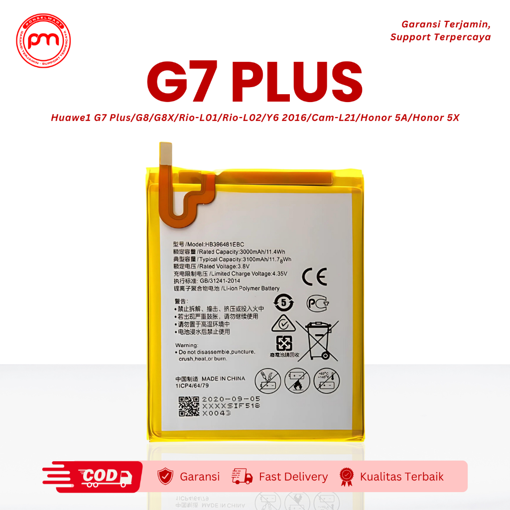 Jual Baterai Battery G7 Plus G8 G8X Rio-L01 Rio-L02 Y6 2016 Cam-L21 ...