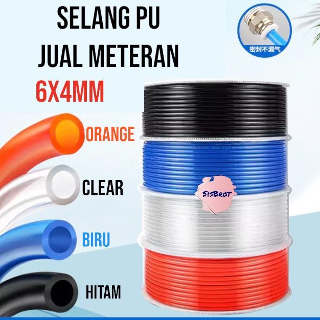 Jual SELANG PU 6MMx4MMx1meter/SELANG PU PERMETER/SELANG PU 6MM/SELANG PU 6MMx4MM | Shopee Indonesia