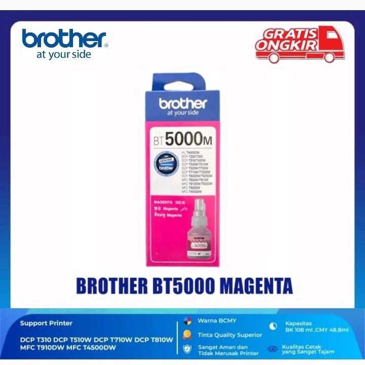 Jual Tinta Brother BT5000 Magenta Original/ DCP-T300 DCP-T500 DCP-T700 - Merah | Shopee Indonesia
