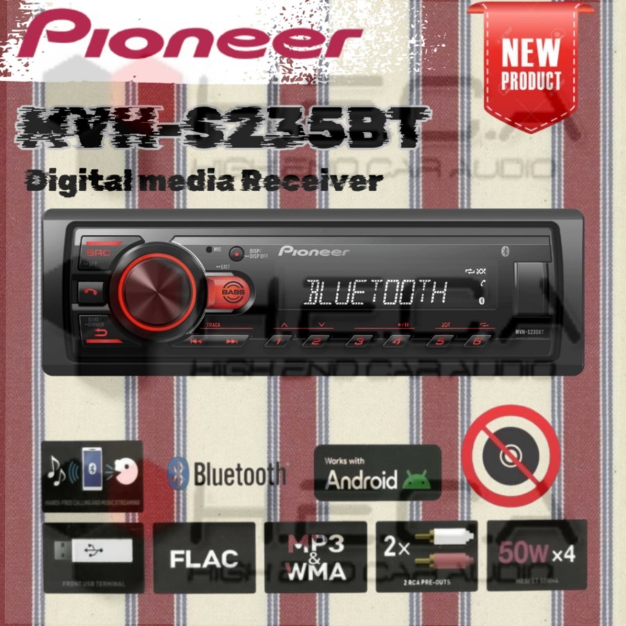 Jual Pioneer MVH-S235BT Head Unit Single Din MP3 USB Bluetooth Deckless ...