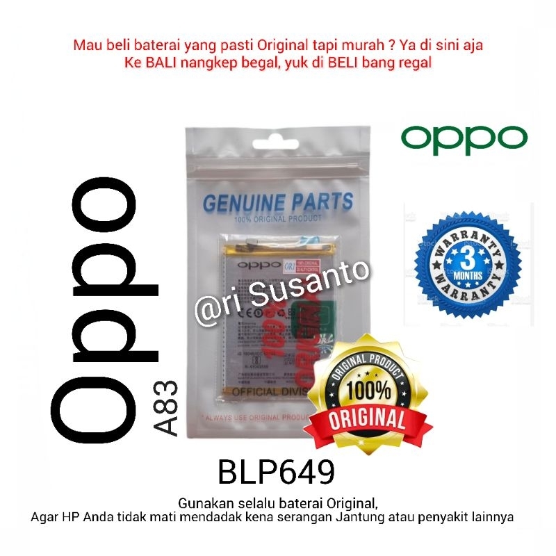 Jual Baterai Oppo A83 BLP649 Asli (Original 100%) batere batre batrai ...