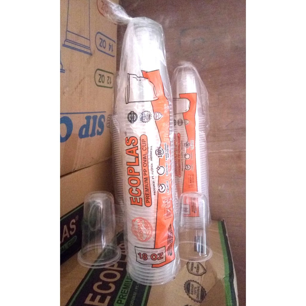 Jual Gelas CUP Plastik BOBA ES TEH CAPUCINO KOPI PP 18 oz OVAL 1 ROLL ...