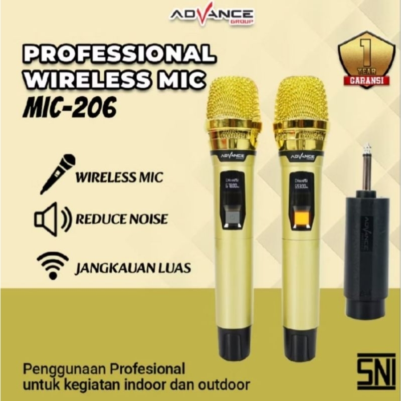 Jual MIC WIRELESS ADVANCE MIC-206 2 Mic Mix Karaoke Suara Jernih 500 ...