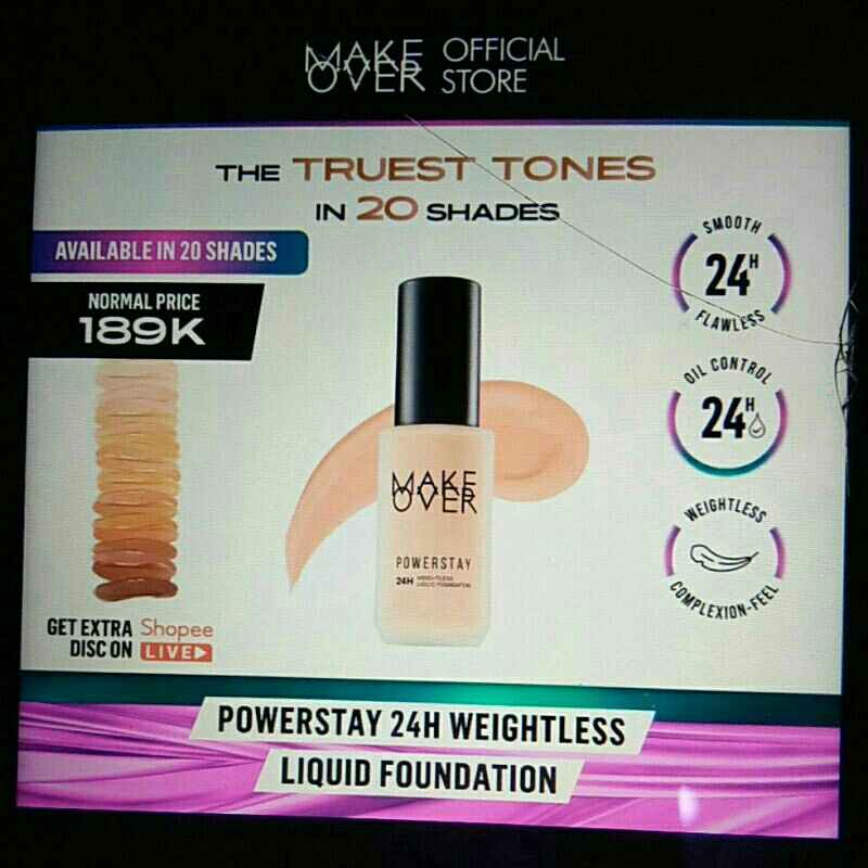 Jual Make Over Powerstay 24H Weightless Liquid Foundation | Shopee ...