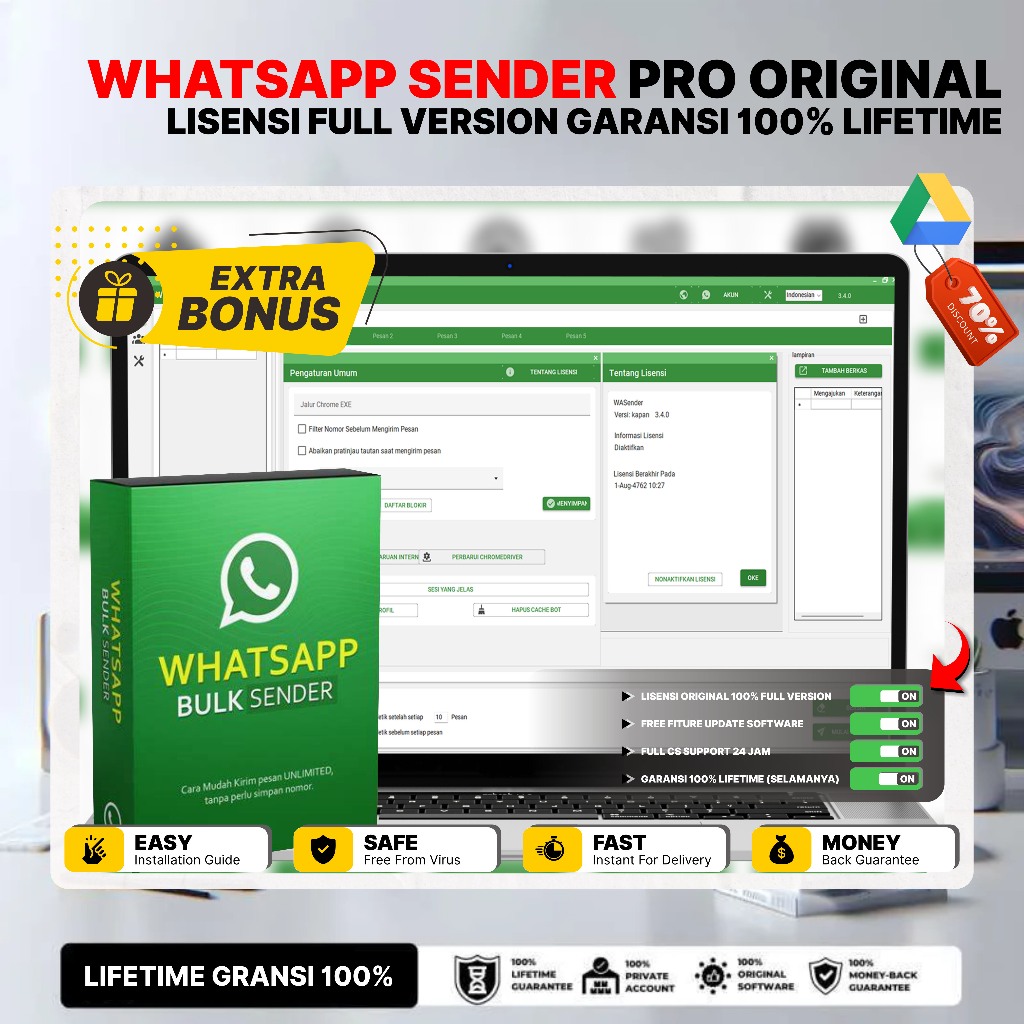 Jual Whatsapp Bulk Sender Pro Original Lisensi Lifetime Full Version Terbaru Free Update ...