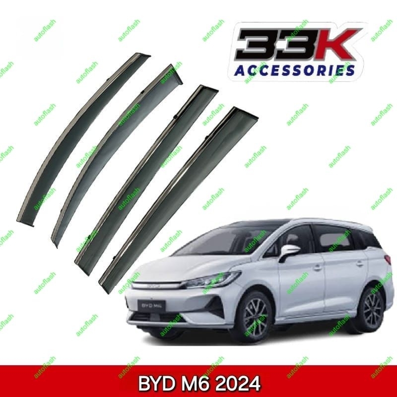 Jual talang air rain visor BYD M6 2024 2025 list stainless | Shopee ...