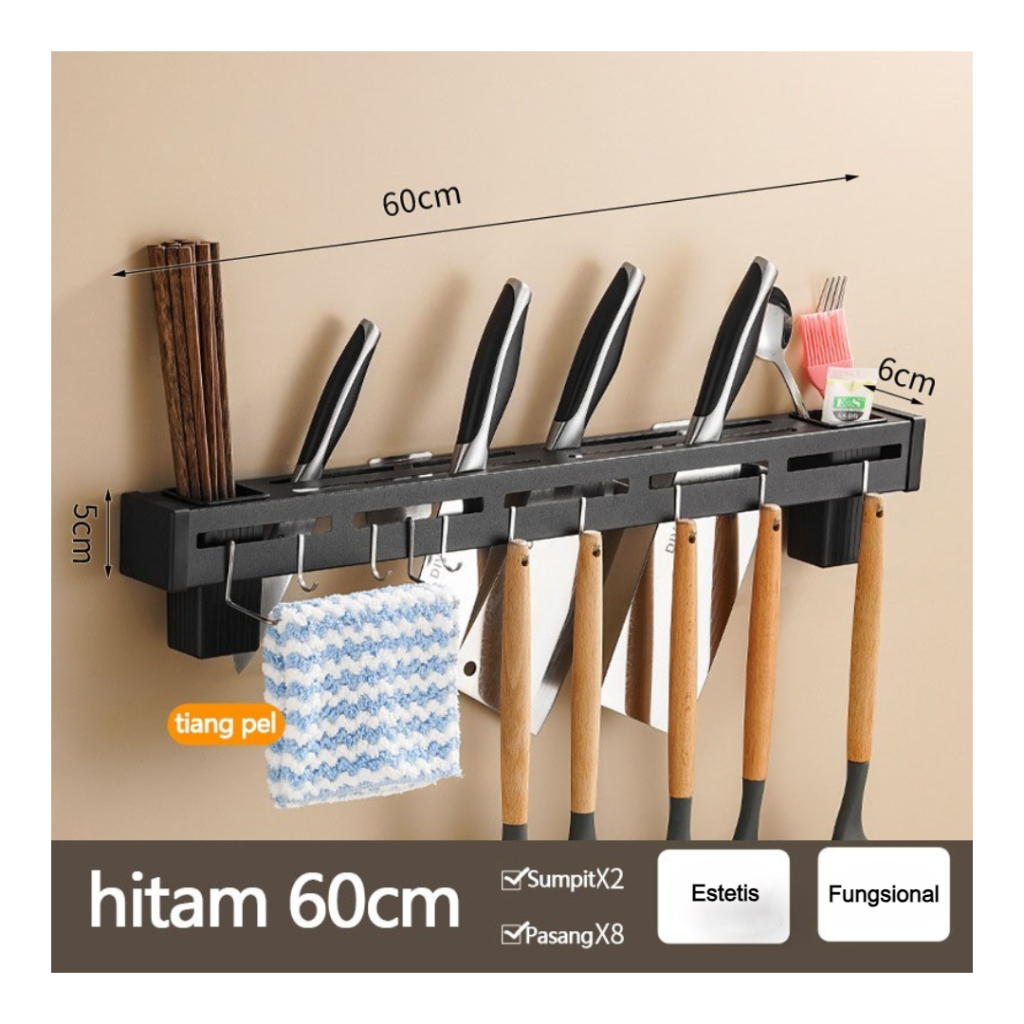Jual Rak Sendok Garpu Bumbu / Rak Dapur Gantung Anti Karat / Rak pisau ...