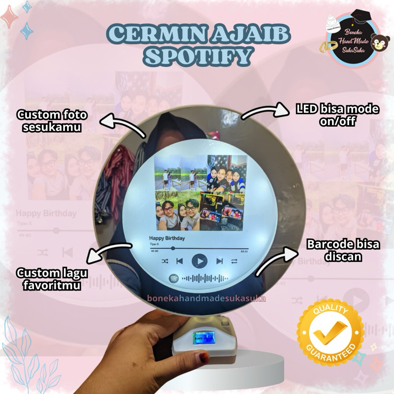 Jual Cermin Ajaib Foto Lagu Spotify Tulisan Ucapan Custom Lampu LED ...