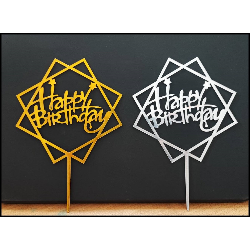 Jual Mmm Topper Cake Happy Birthday Bahan Akrilik Kotak Hiasan Kue Ulang Tahun Acrylic Dekorasi ...