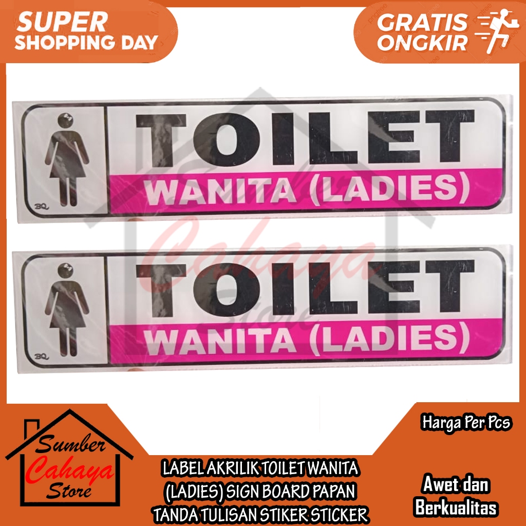 Jual Label Akrilik Stiker Papan Toilet Wanita Ladies Sign Signage Board ...