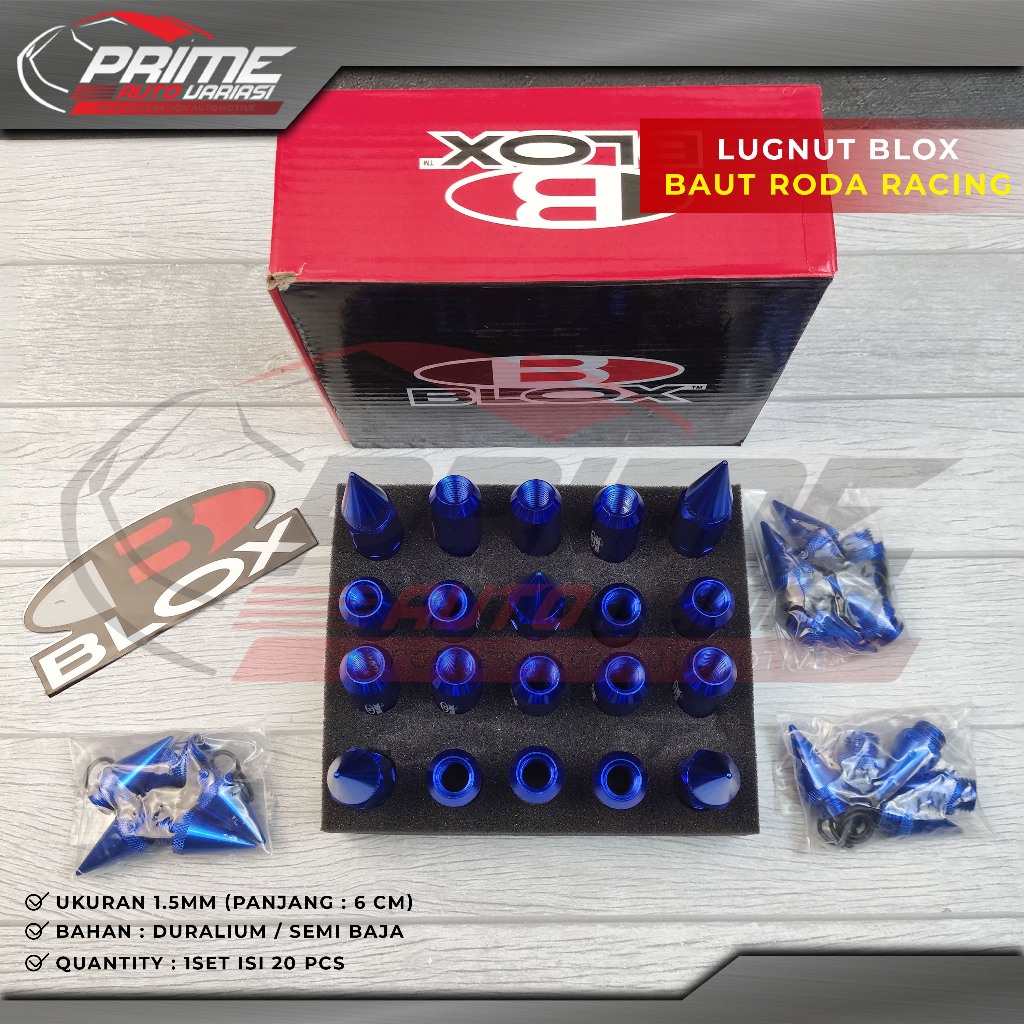 Jual Lugnut Blox Lug Nut Blox Baut Roda Blox Baut Racing - Biru ...