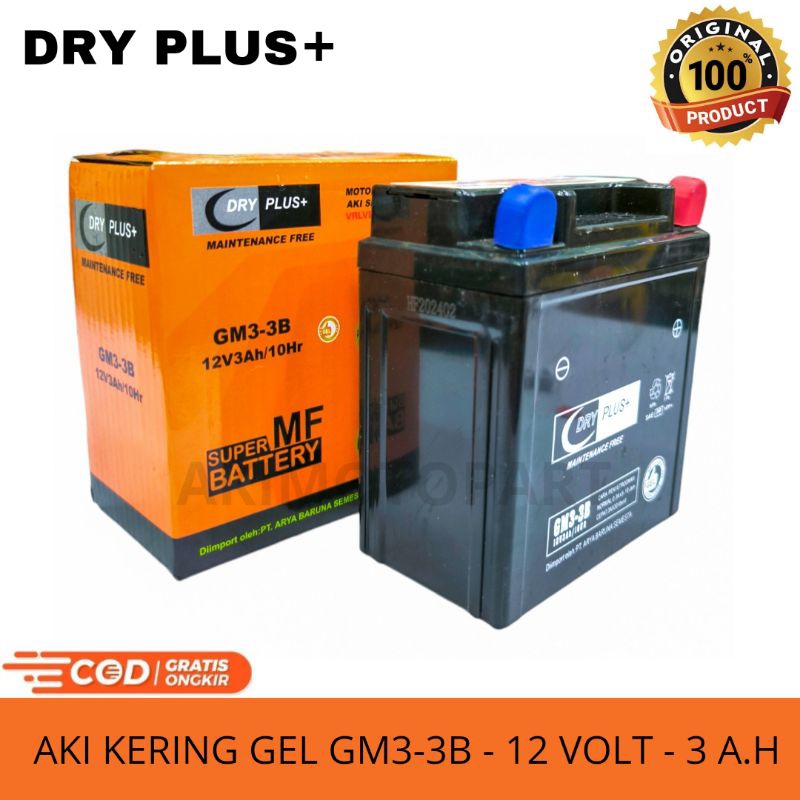Jual Aki Motor Kering Rx King Ninja R Aki Motor Dry Plus+ GM3-3B Rx King Ninja R 12V 3A.H ...