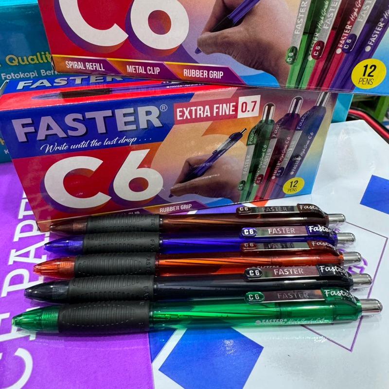 Jual Pulpen faster C6/ pen cetek faster hitam C6(1pak 12pcs) | Shopee ...
