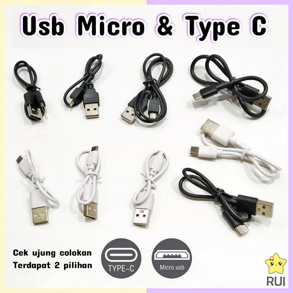 Jual Usb PB Pendek Powerbank Cable Micro Type C Android Kabel Charger ...