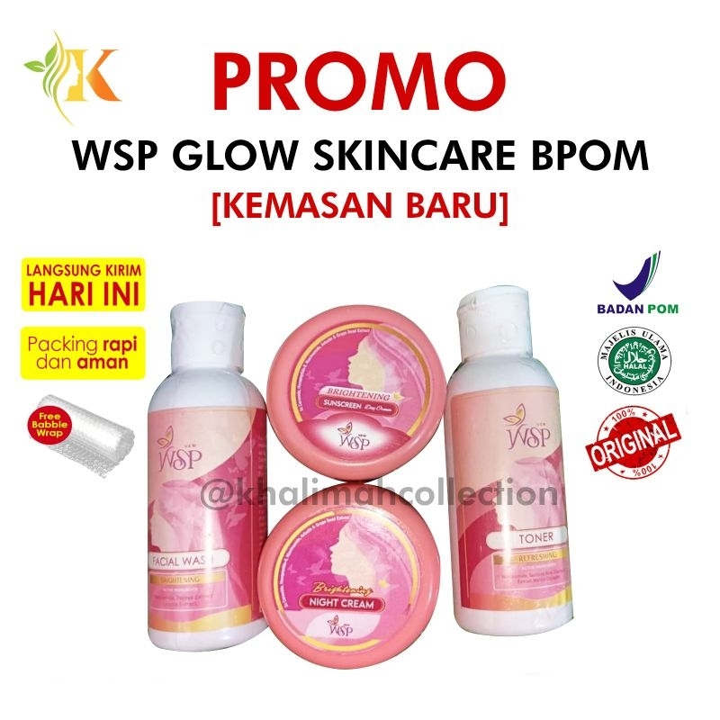 Jual PROMO WSP GLOW BPOM KEMASAN BARU SATU PAKET WSP SKINCARE VIRAL WSP ...