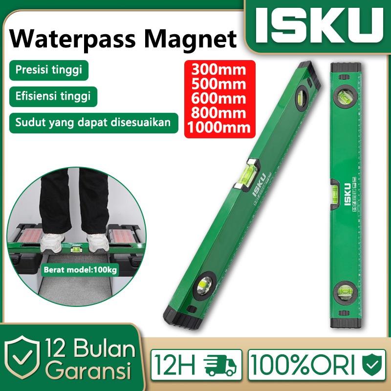 Jual ISKU Spirit Level Waterpass Magnet Aluminium Akurat 30/50/60/80 ...