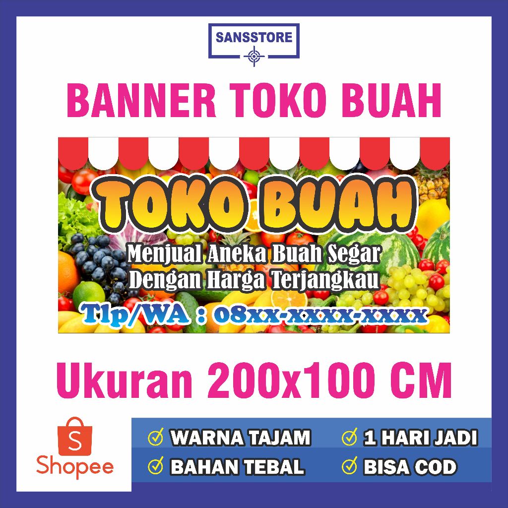 Jual BANNER TOKO BUAH 2X1 SPANDUK | Shopee Indonesia