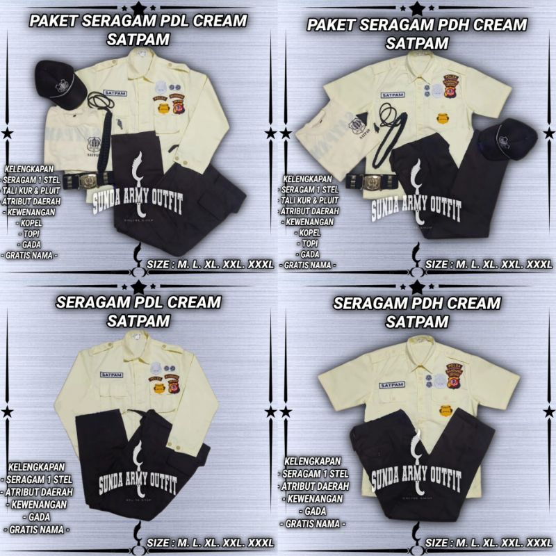 Jual PAKET SERAGAM PDL CREAM SATPAM PAKET SERAGAM PDH CREAM SATPAM ...