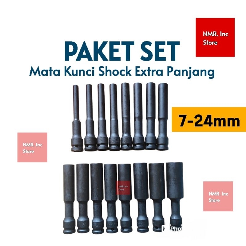 Jual Paket Set Komplit Mata Kunci Shock Extra Panjang Impact 16pcs 7-24mm Drive 1/2", Pas Sok ...