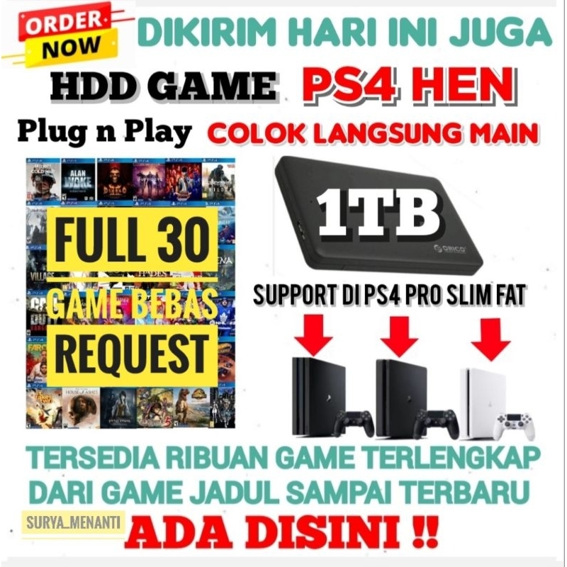 Jual HARDISK PS4 HEN FULL GAME 320GB/500GB/1TB HDD EKSTERNAL HARDDISK GAMES EXTERNAL PS 4 BEBAS ...