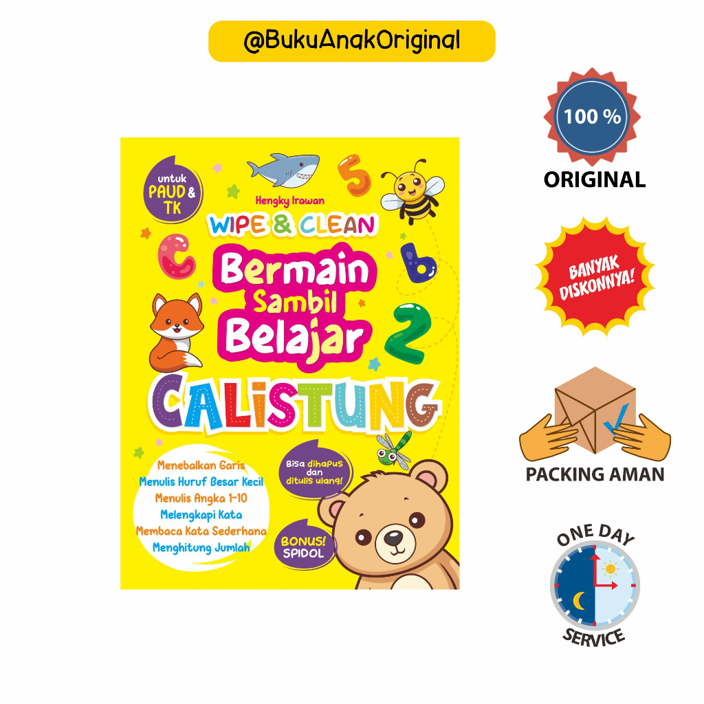 Jual Buku Anak Wipe and Clean Anak Bermain Sambil Belajar Calistung Bonus Spidol (Hengky Irawan ...