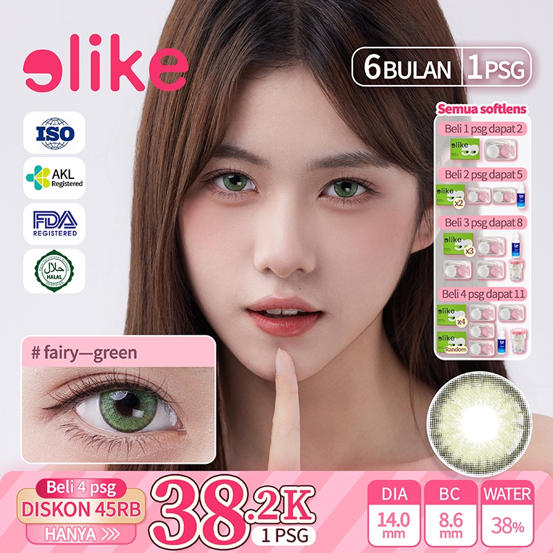 Jual Elike Fairy green contact lens warna diameter 14.0 MM 1pasang 6 ...