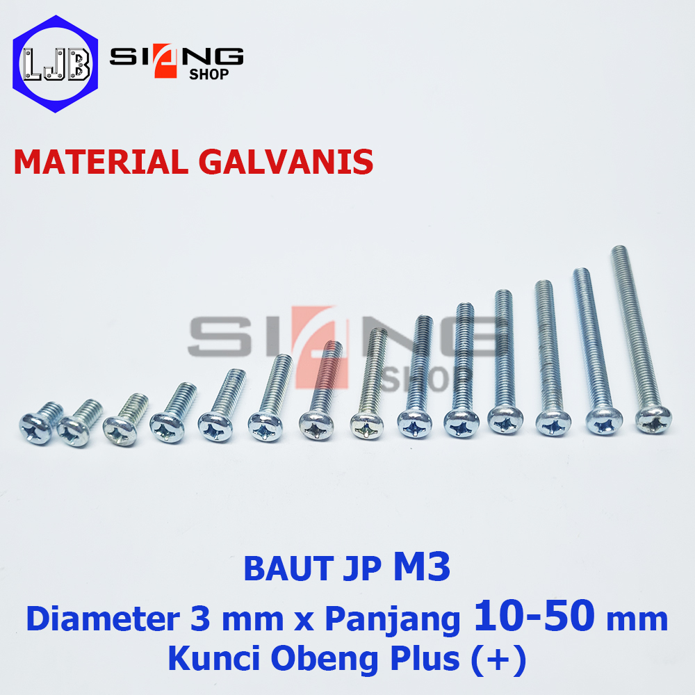 Jual Baut JP Galvanis M3 panjang 10 sd 50mm | Shopee Indonesia