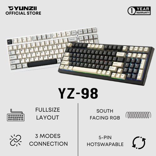 Jual Yunzii YZ98 / YZ-98 Pro Mechanical Keyboard Gasket Wireless 3in1 Connection | Shopee Indonesia