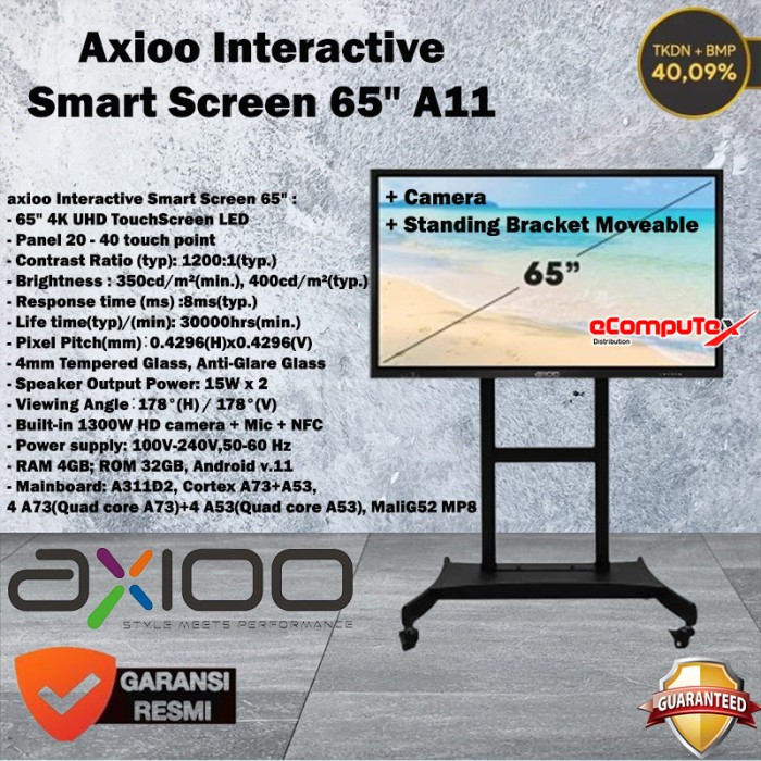 Jual SMART SCREEN INTERACTIVE AXIOO 75" INCH + CAMERA + STANDING ...