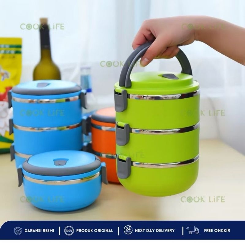 Jual LUNCH BOX SET RANTANG 3 SUSUN STAINLESS STEEL | Shopee Indonesia