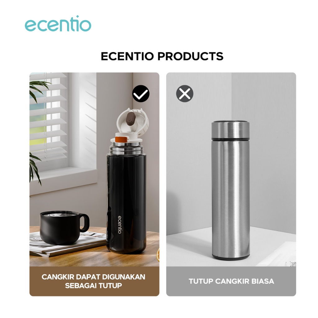 Jual ecentio termos air panas 500ml stainless steel 304+316 tahan 8 jam ...