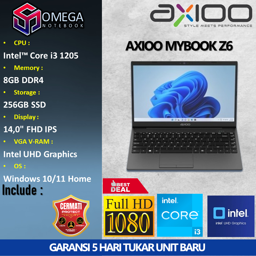 Jual Laptop Axioo MyBook Z6 Metal Core I3 1215U 6Core 8GB 256SSD 14.0"FHD IPS Backlit Windows ...