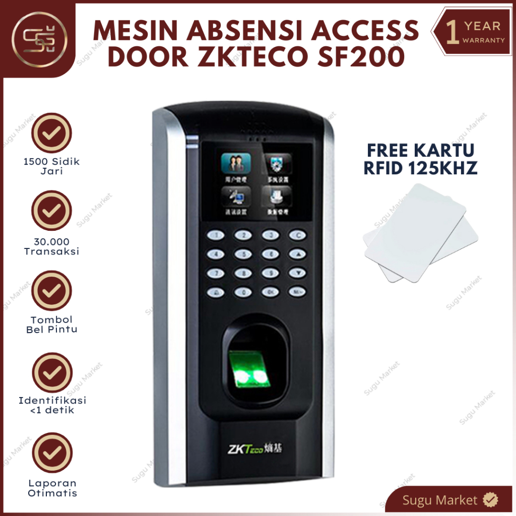 Jual Mesin Absensi Sidik Jari Access Door I Fingerprint Mesin Absensi ZKTECO SF200 Sidik Jari ...