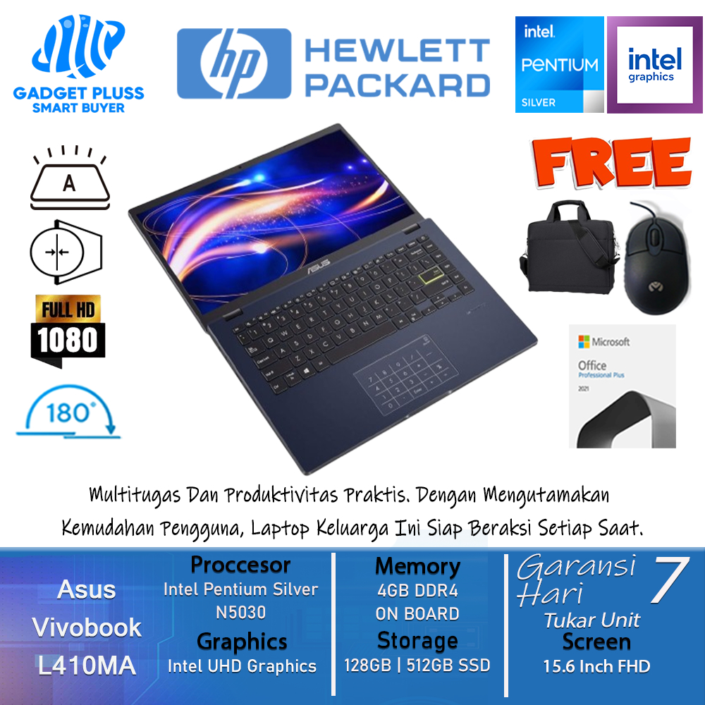 Jual Laptop Asus Vivobook L410MA N5030 4GB 512GB SSD 15.6 Inch FHD BL ...
