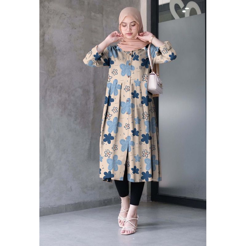 Jual kain katun viscose motif bunga kecil premium quality import (0 ...