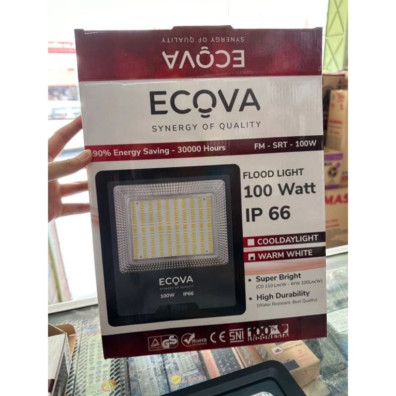 Jual Kap sorot Ecova 100 watt Putih / Kuning warm white lampu sorot garansi 2 tahun | Shopee ...