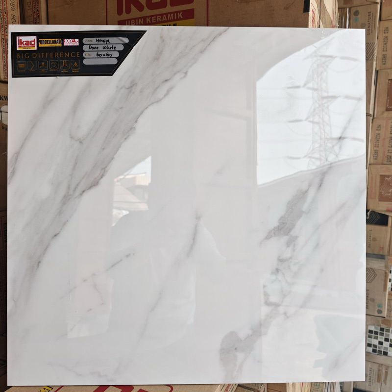 Jual GRANIT 60x60 putih motif carara (glossy)/ granit white carara ...